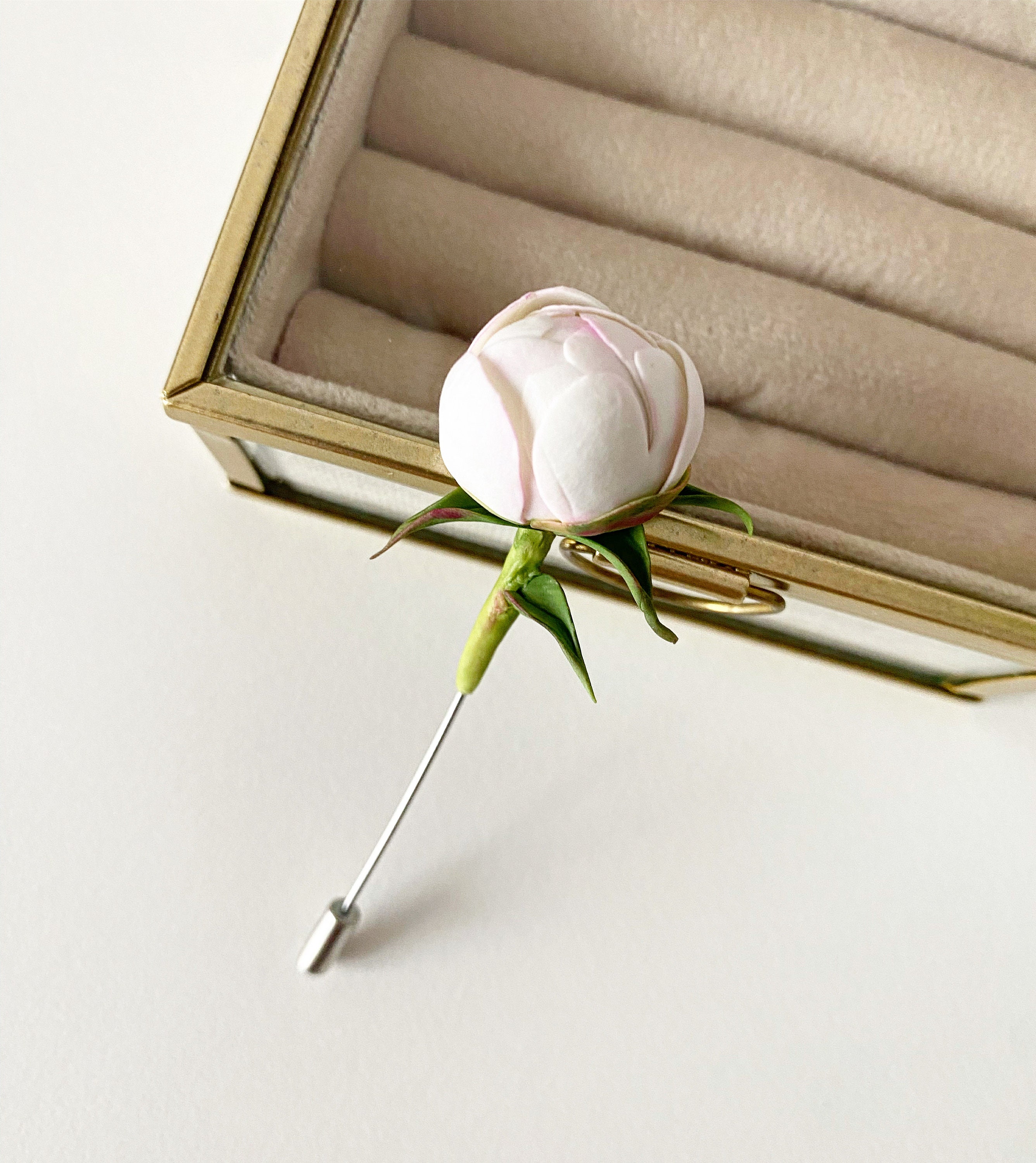Peony Lapel Pin Peony Bud Flower Lapel Pin Wedding Boutonniere Groom ...