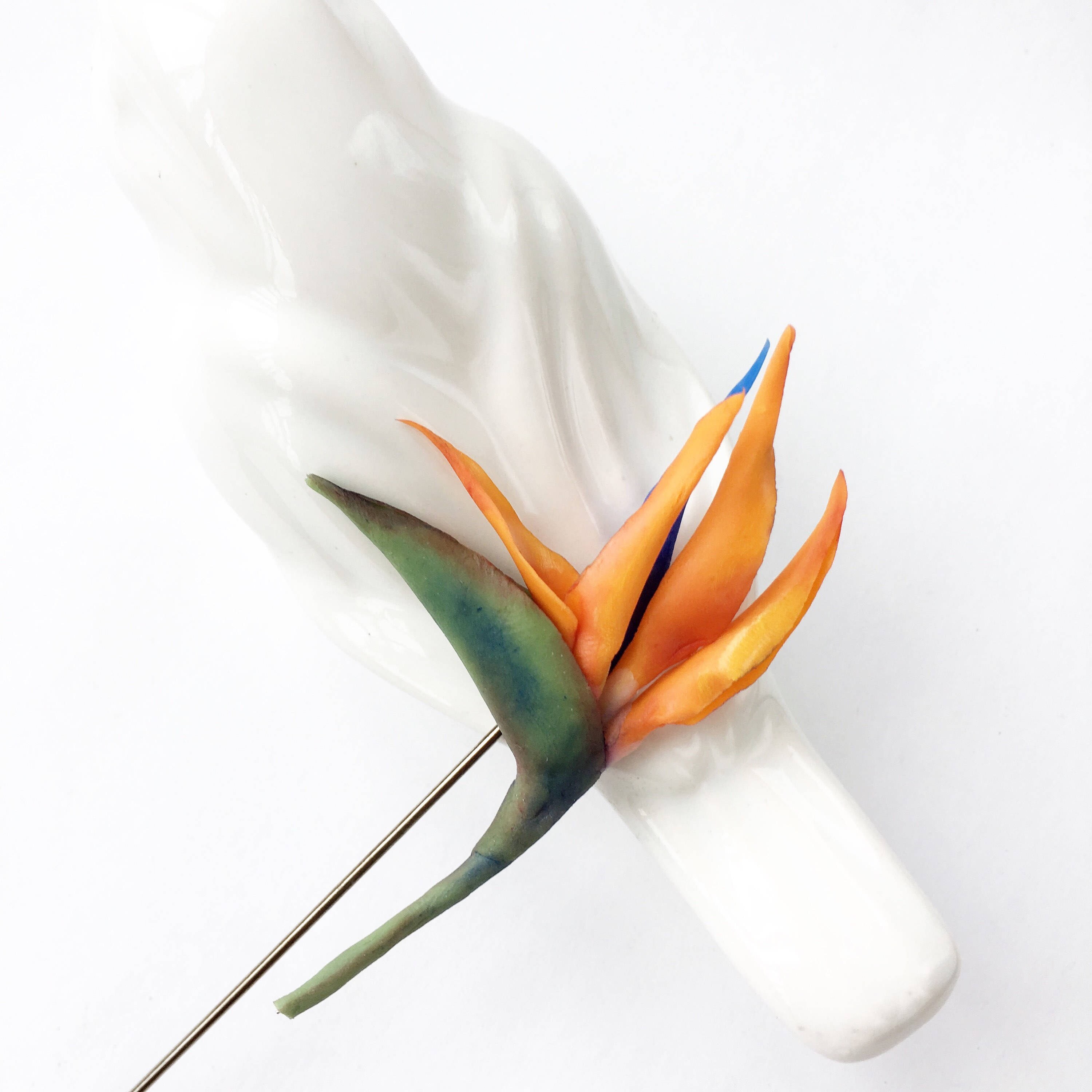 Tropical Flower Pin Bird of Paradise Orange Flower Lapel Pin Tropical ...