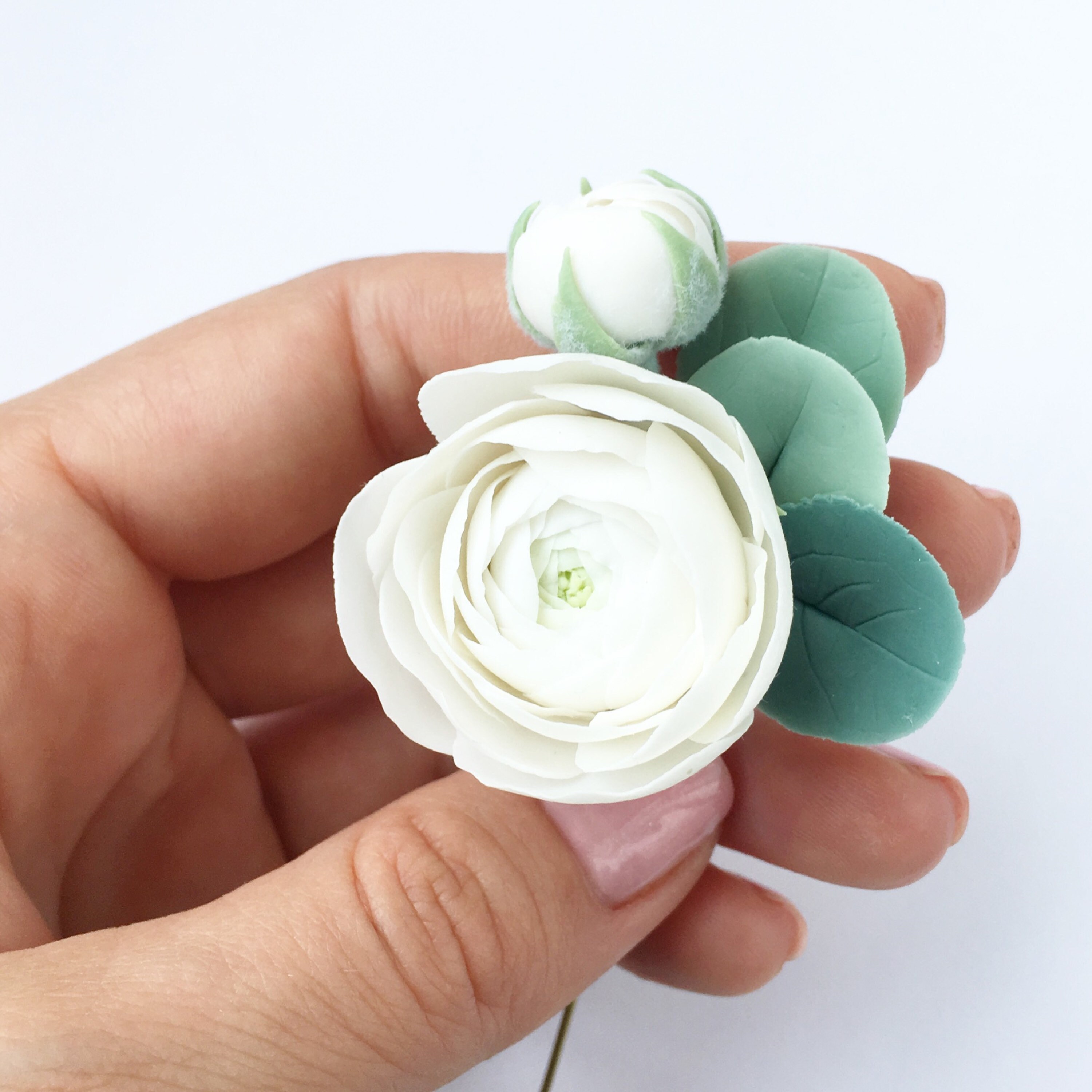 Ivory flower hair pin white ranunculus hair piece white | Etsy