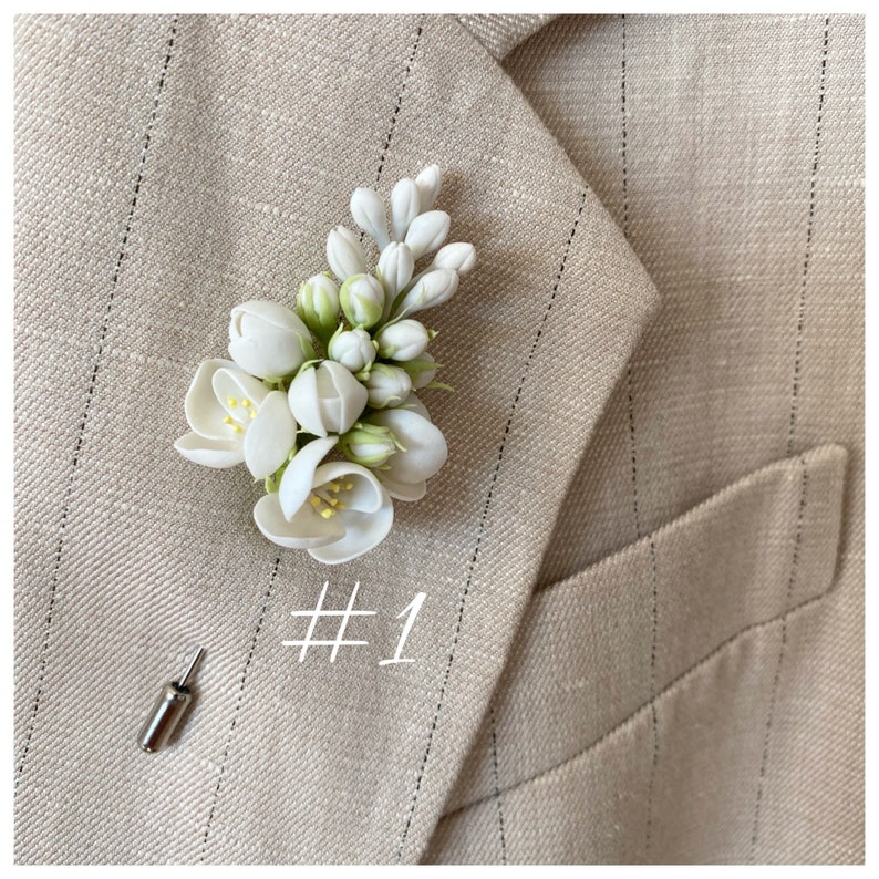 White Lilac Lapel Pin Blossom Lapel Pin Wedding Boutonniere Groom Lapel ...