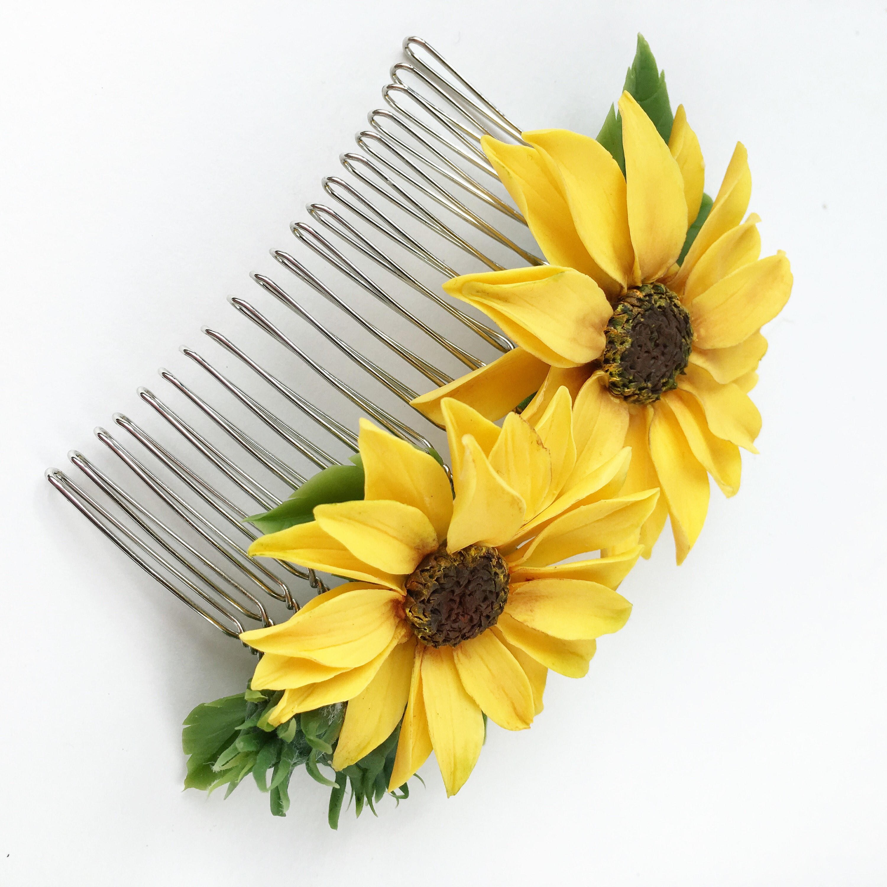 Sunflower hair comb flower hair comb bridal hair comb | Etsy