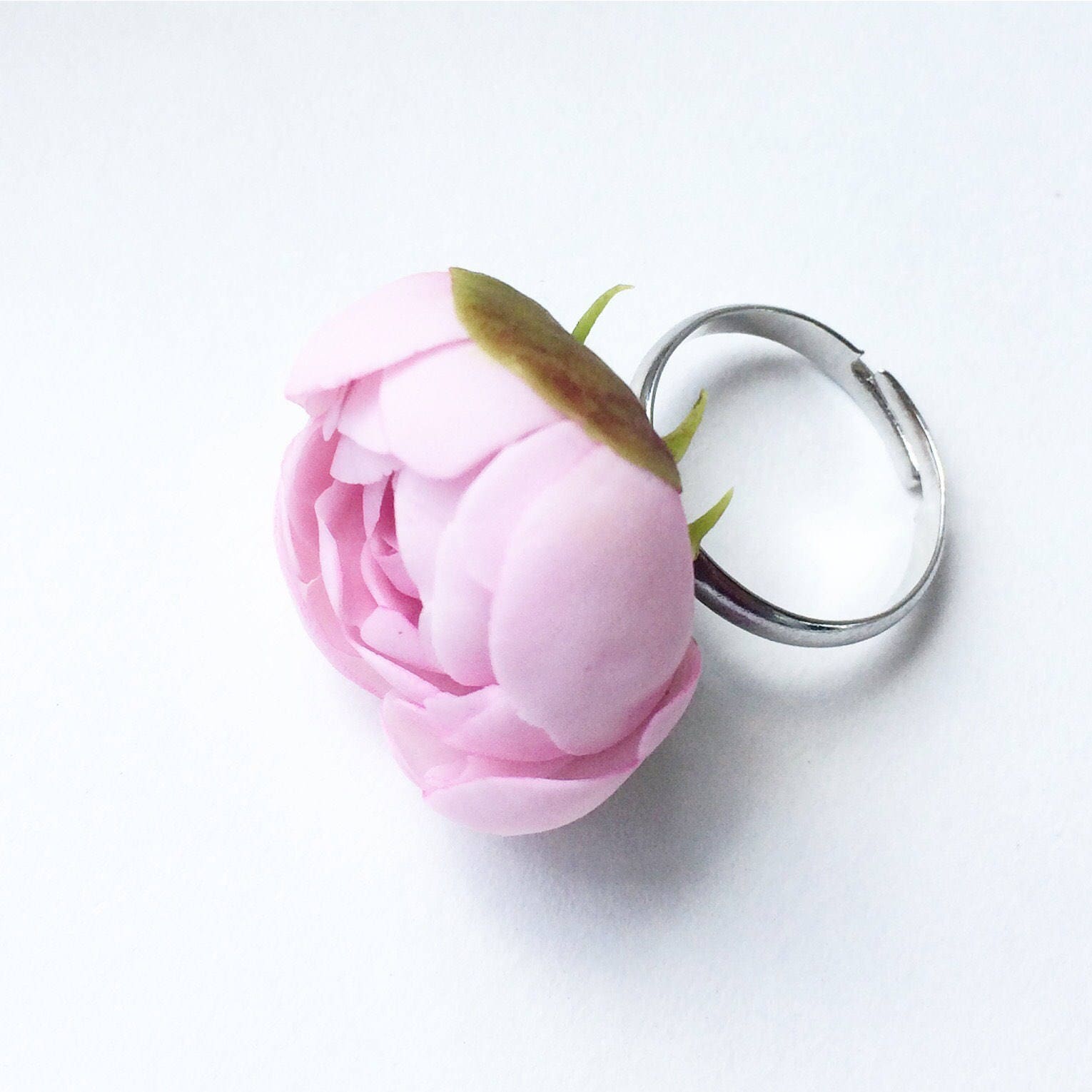 Pink Peony Ring Nature Inspired Ring Blush Flower Ring Nature | Etsy