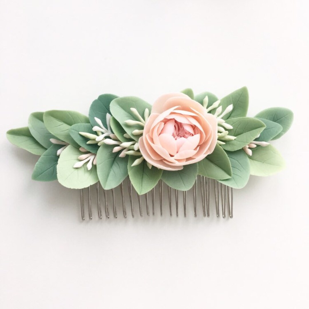 Blush Eucalyptus Hair Comb Greenery Hair Comb Green Leaves Hair Comb ...