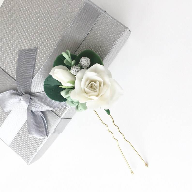 White Rose Hair Comb Succulent Hair Comb Emerald Hair Comb | Etsy