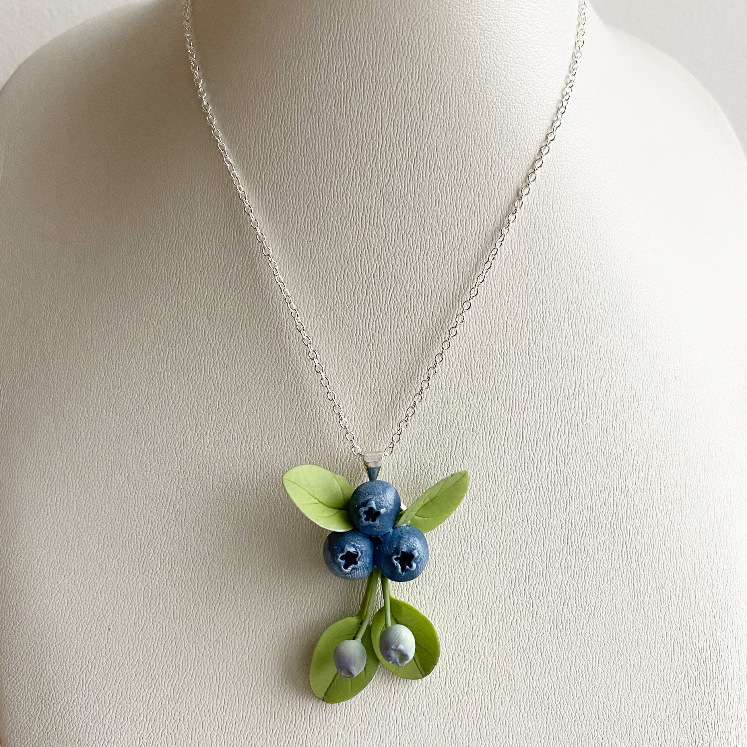 Blueberry Pendant, Blueberry Necklace, Blueberry Jewerly, Forest Berry ...