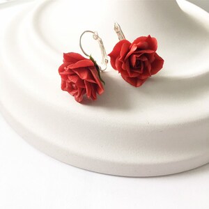 Red Rose Earrinngs Red Earrings Red Flower Earrings Floral Earrings ...