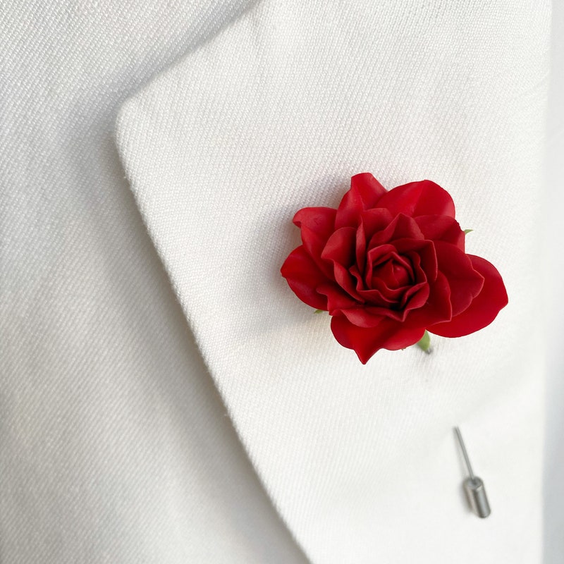 Men Red Rose Lapel Pin - Etsy