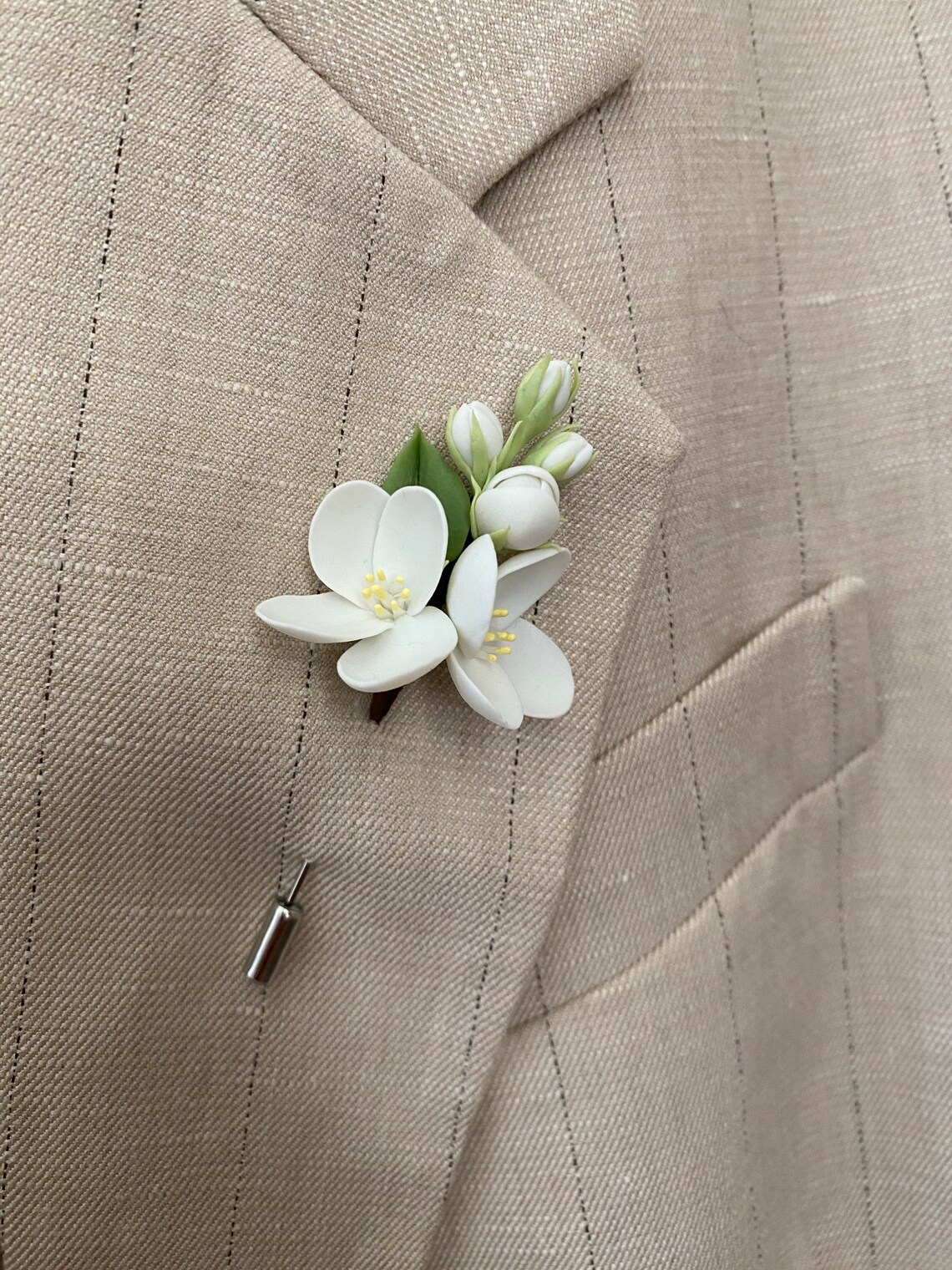 Jasmine Lapel Pin White Flower Pin Blossom Flower Pin Jasmine ...