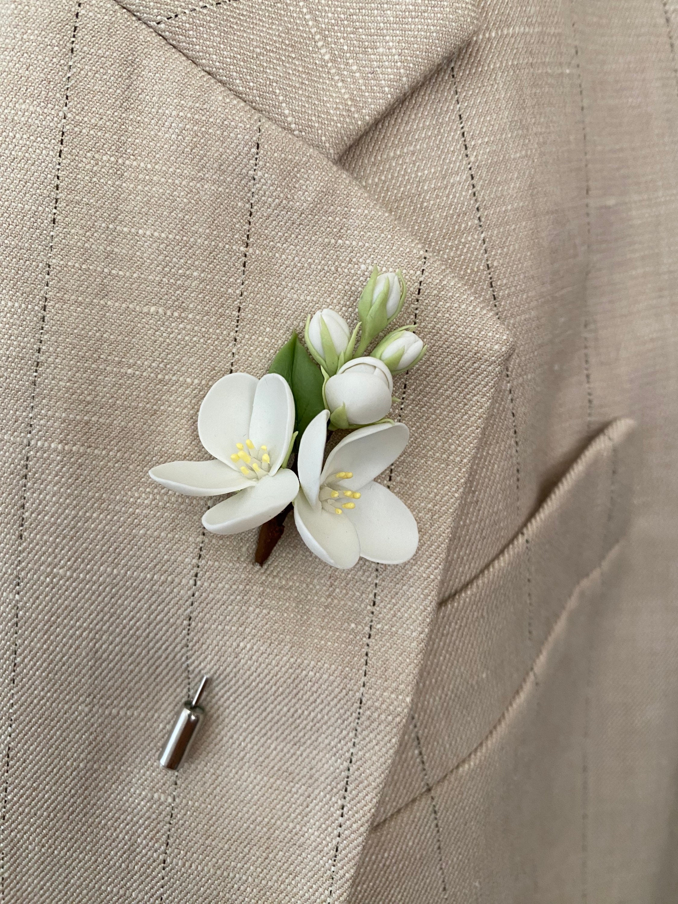 Jasmine Lapel Pin White Flower Pin Blossom Flower Pin Jasmine ...