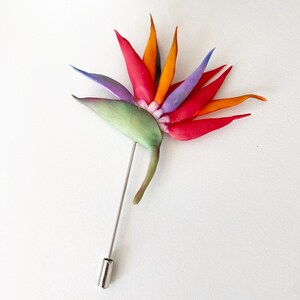 Bird of Paradise Lapel Pin Tropical Flower Pin Colourful Flower Lapel ...