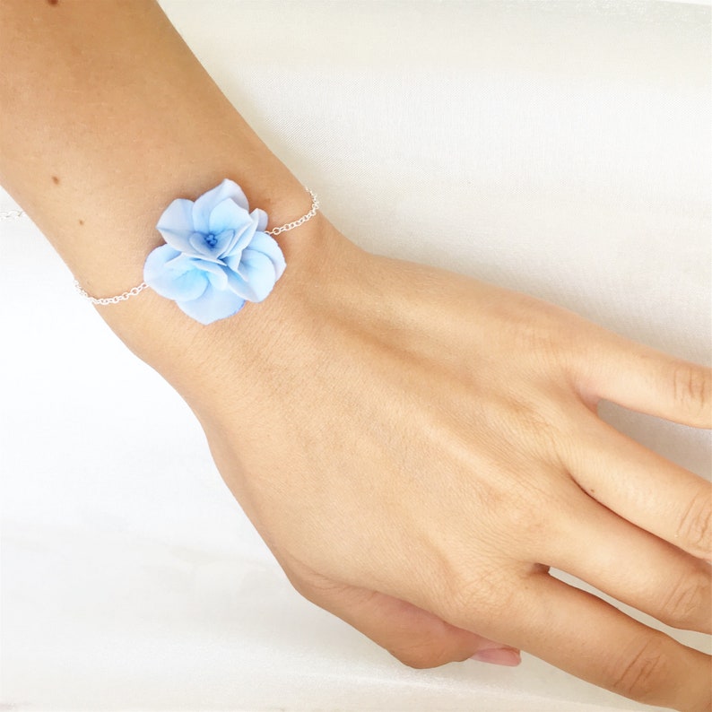 Hydrangea Bracelet Blue Bridesmaid Bracelet Hydrangea Jewelry Blue ...