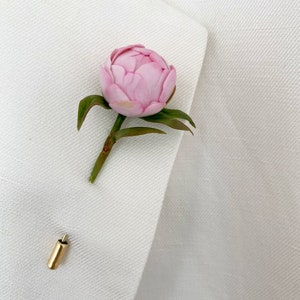 Pink Peony Lapel Pin for Men Pink Flower Lapel Pin Wedding Boutonniere ...