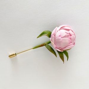 Pink Peony Lapel Pin for Men Pink Flower Lapel Pin Wedding Boutonniere ...