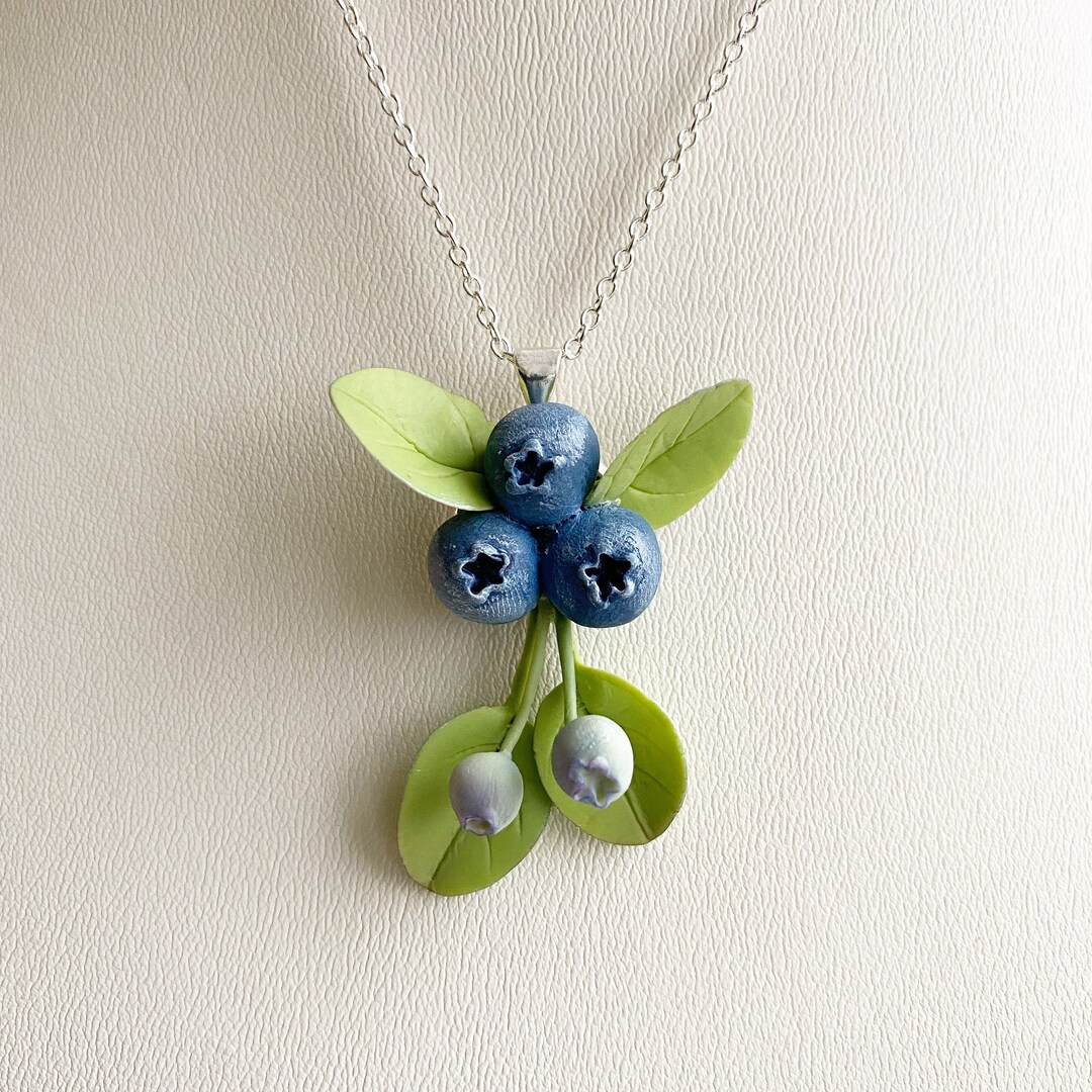 Blueberry Pendant, Blueberry Necklace, Blueberry Jewerly, Forest Berry ...