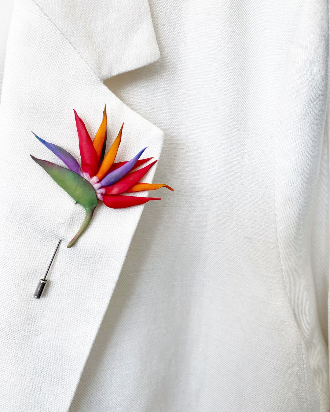 Bird of Paradise Lapel Pin Tropical Flower Pin Colourful Flower Lapel ...