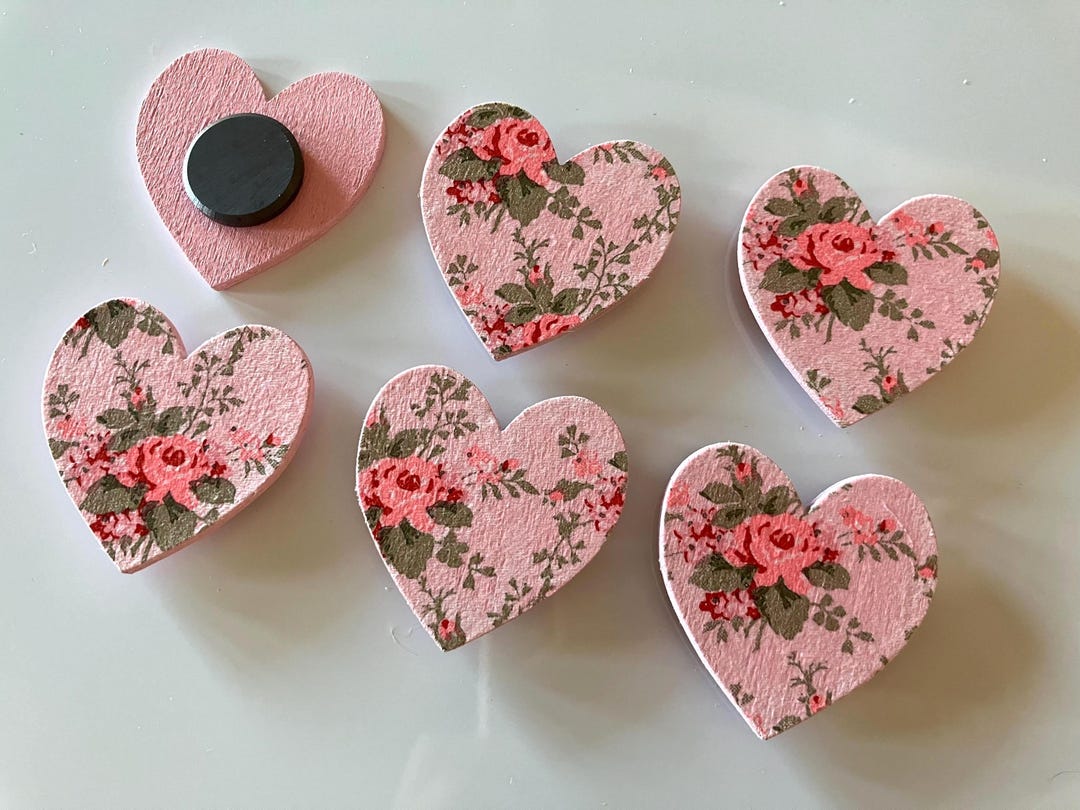 Pink Floral Refrigerator Magnet Set Flower Kitchen Decor Magnet Cute ...