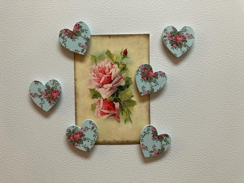 Blue Floral Refrigerator Magnets Set Flower Kitchen Decor Magnet Cute ...