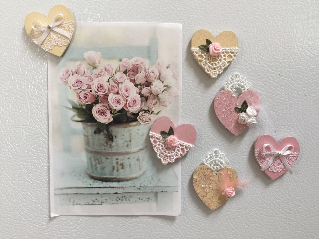 Heart Magnet Wedding Pink Magnet Bulk Magnet Gift Set Magnet Set Flower ...
