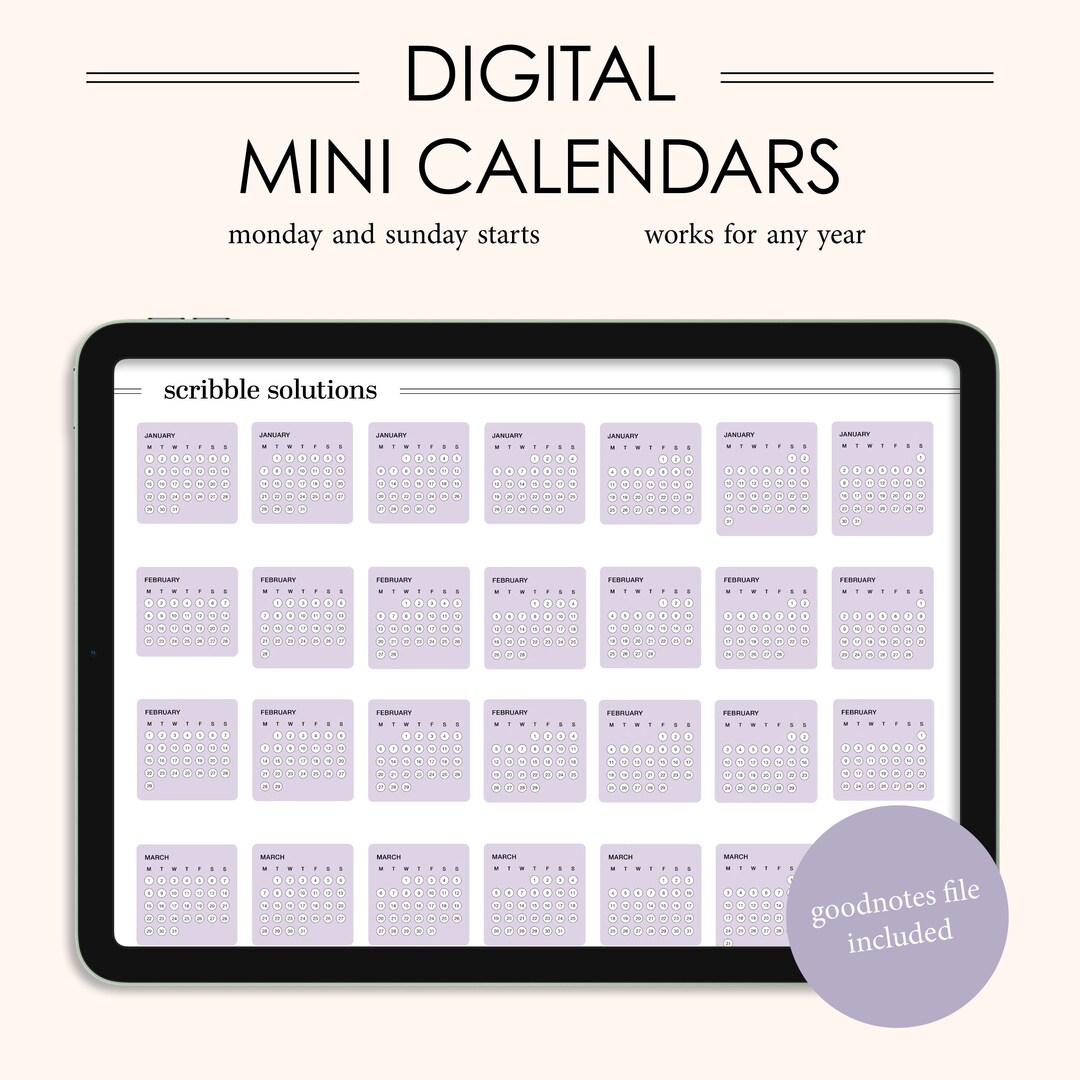 Digital Download Mini Month Stickers Purple Works for 2024 and Beyond ...