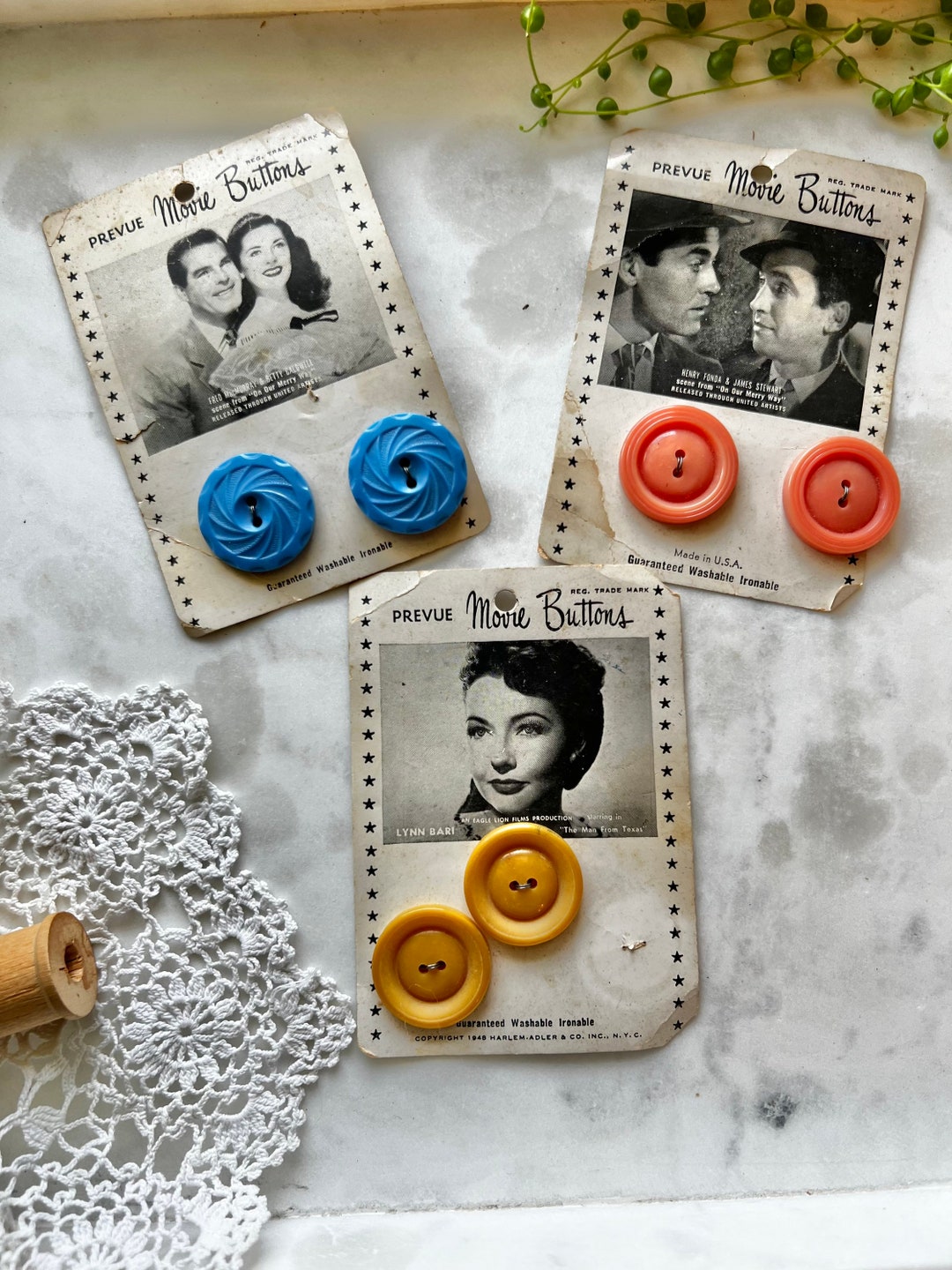 Lot of 3 Prevue Movie Buttons 1940s Jimmy Strewart Henry Fonda Button ...