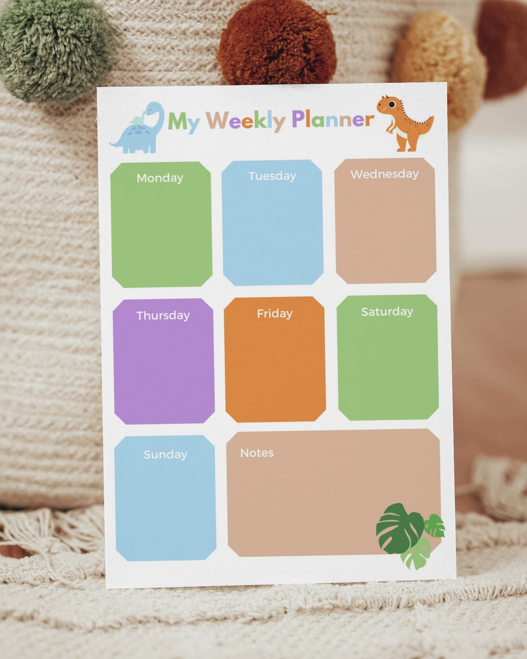 Kids Dinosaur Weekly Planner - Etsy