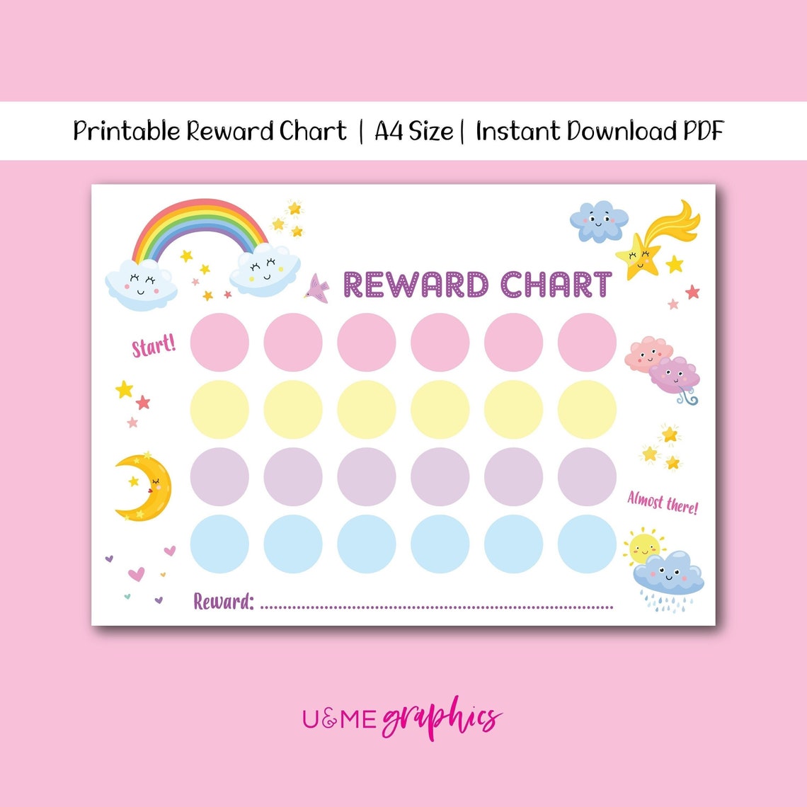 Rainbow Reward Chart, Kids Reward Chart, Printable Reward Chart - Etsy