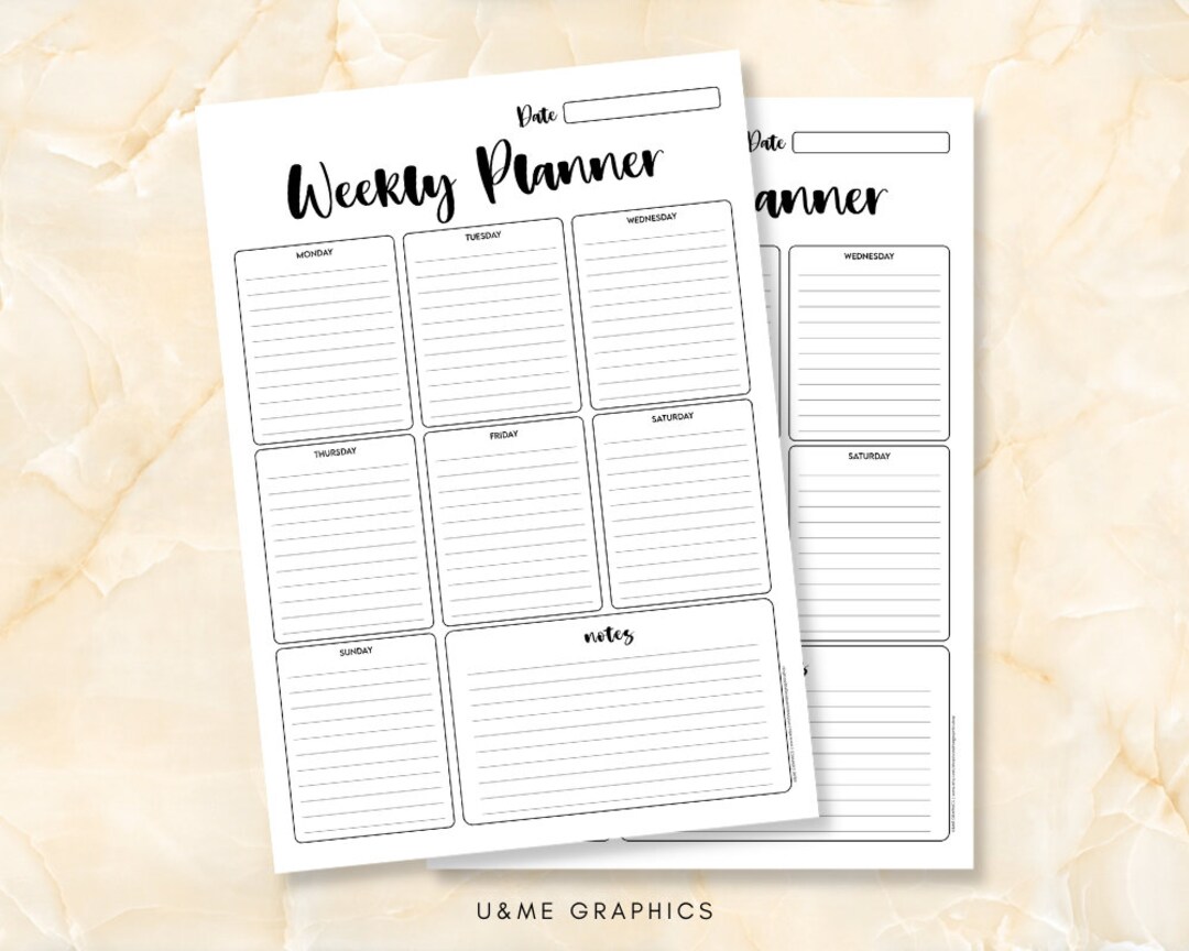Weekly Planner Printable, 7 Day Weekly Planner, Printable Organizer ...