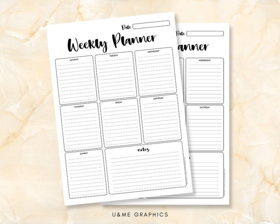 Weekly Planner Printable 7 Day Weekly Planner Printable | Etsy