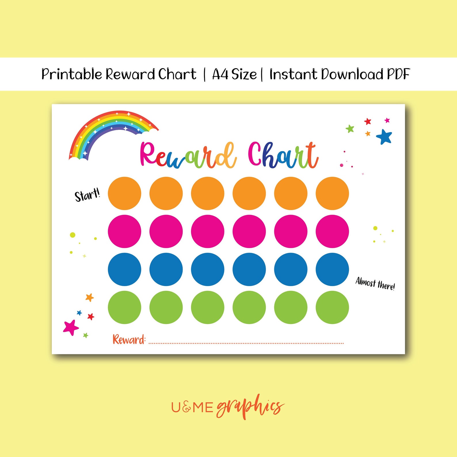 Rainbow Reward Chart, Kids Reward Chart, Printable Reward Chart - Etsy
