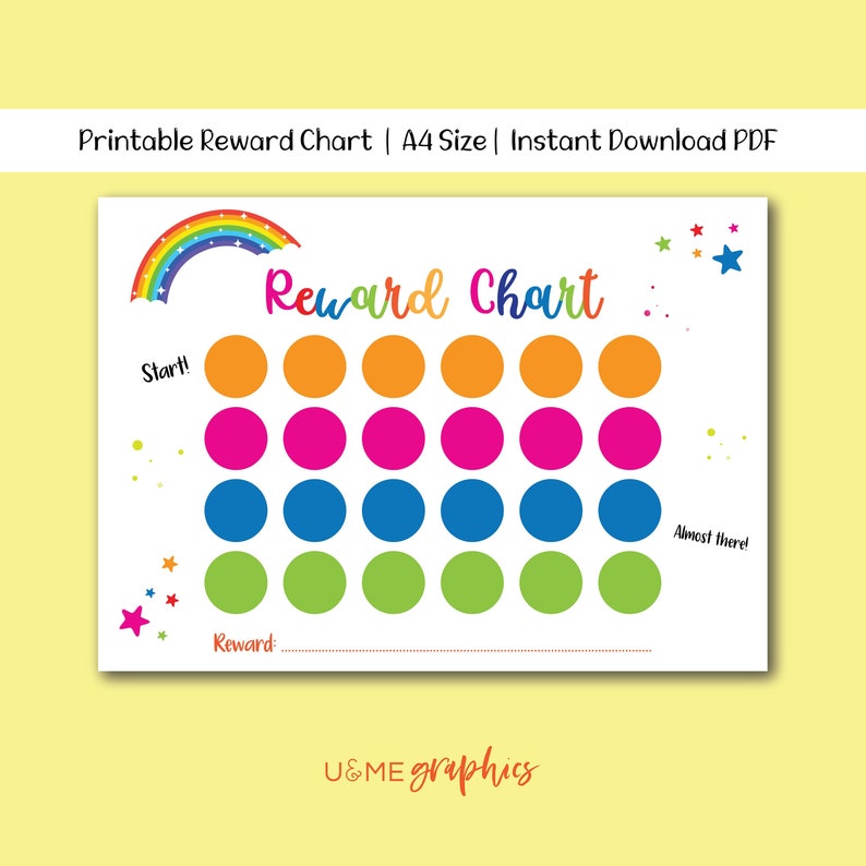 Rainbow Reward Chart, Kids Reward Chart, Printable Reward Chart - Etsy
