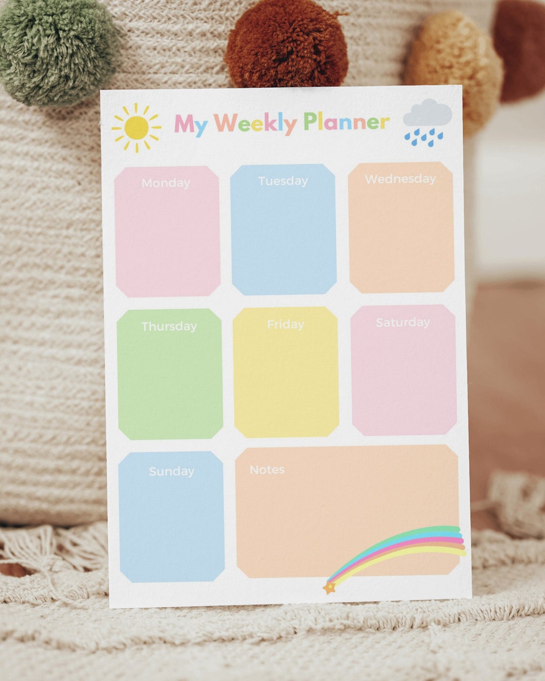 Kids Colorful Weekly Planner - Etsy