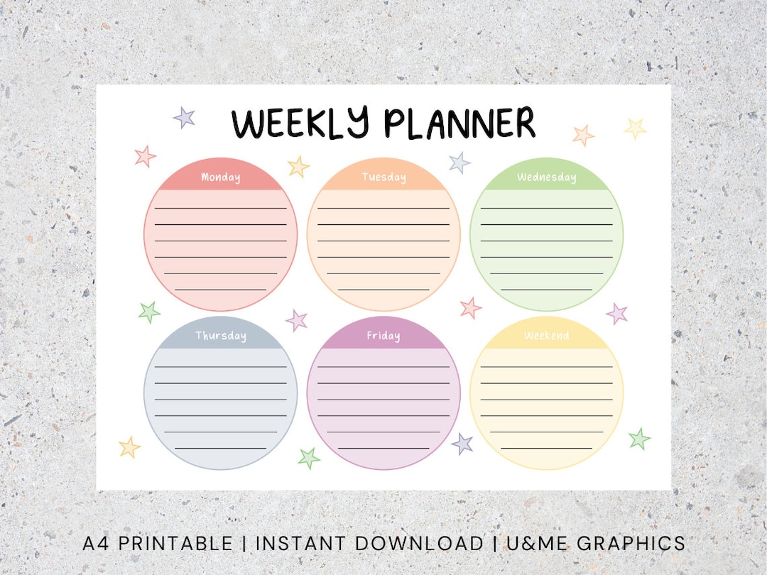 Kids Weekly Planner Printable, Children's Planner, Colorful Printable ...