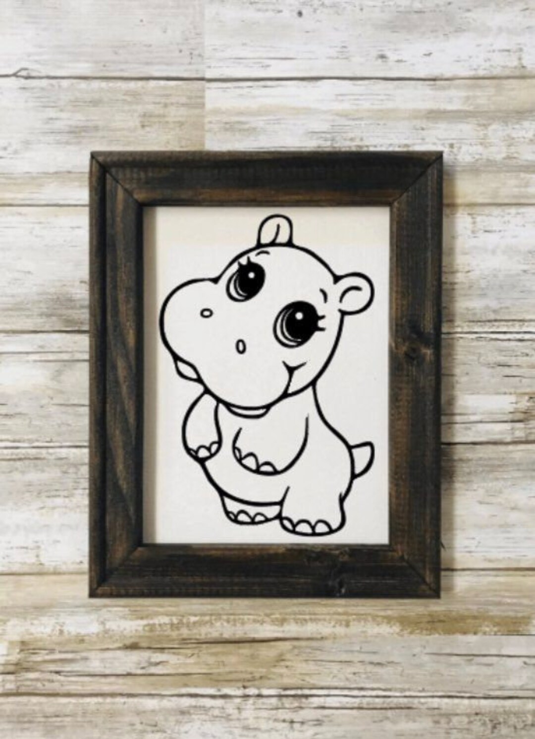 Happy Hippo Reverse Canvas.nursery Decor.hippopotamus.wall Decor.animal ...