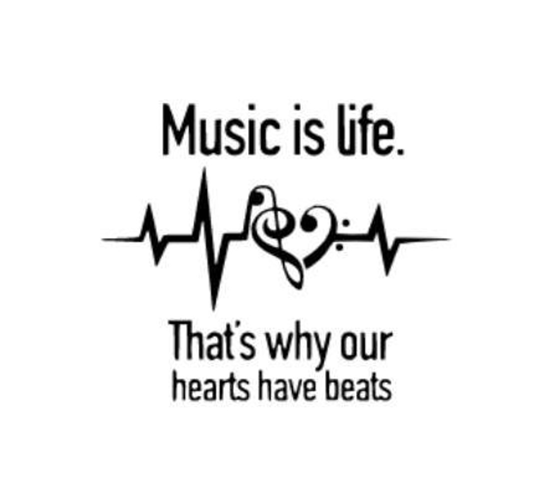 Music is Life.thats Why Our Hearts Have Beats.vinyl Decal.water Bottle ...