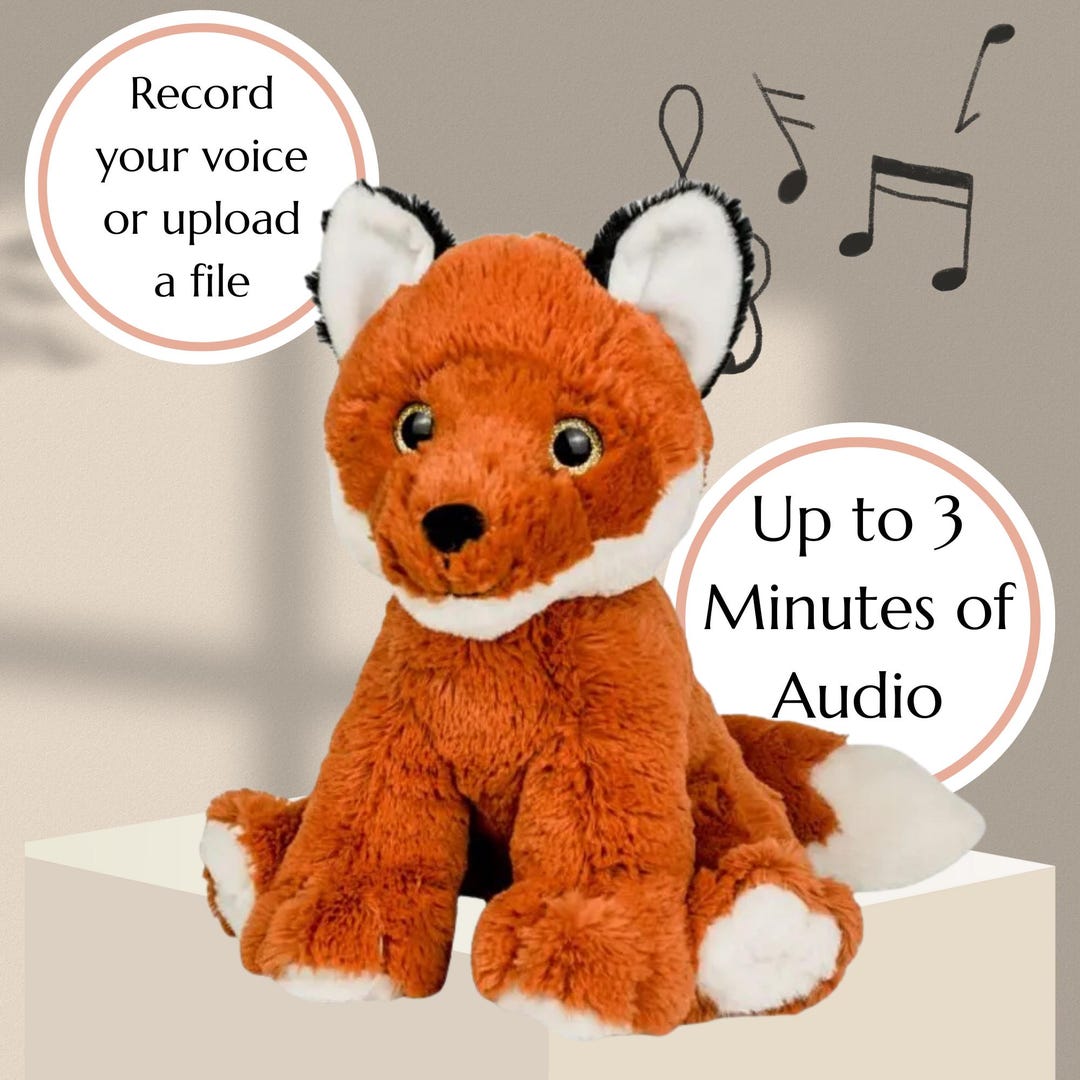 Recordable Fox Stuffed Animal, Custom Voice Message Plush, Personalized ...