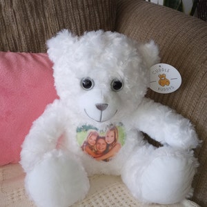 White Bear With Picture & Voice | Memory Bear W/ Picture | Memory ...