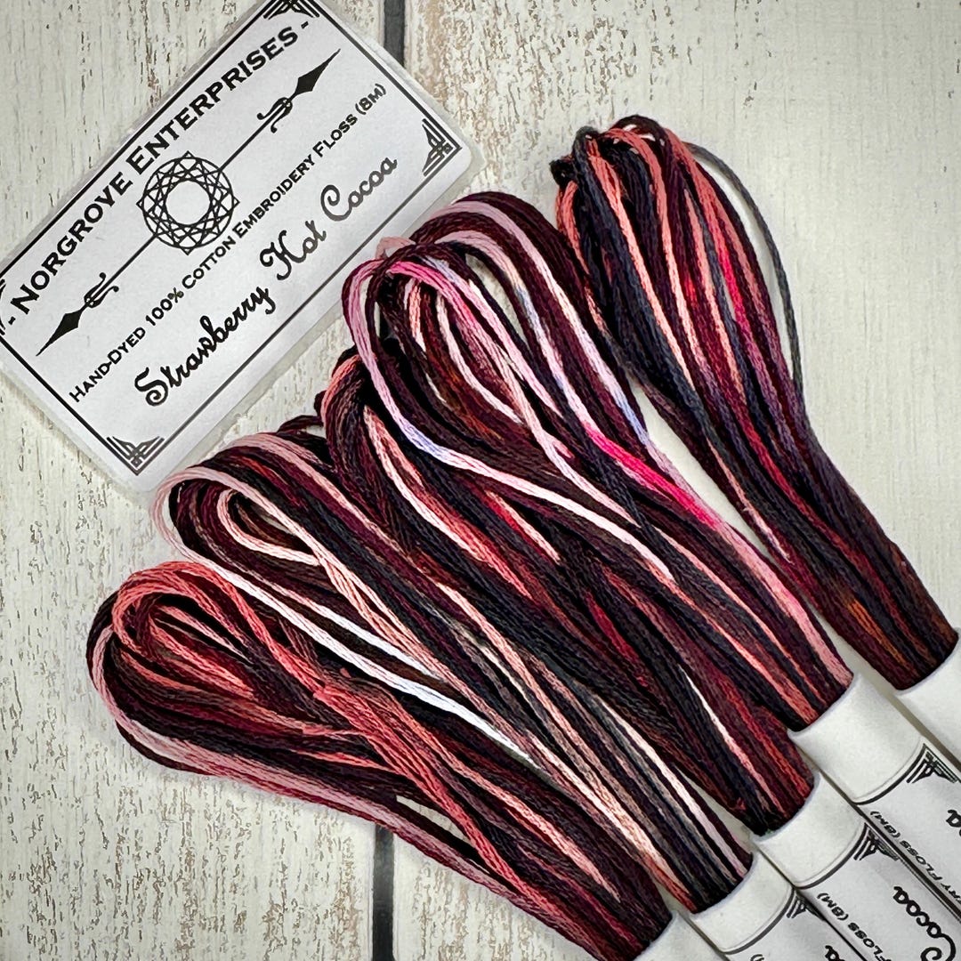 Strawberry Hot Cocoa Variegated Embroidery Floss Hand Dyed in Brown ...