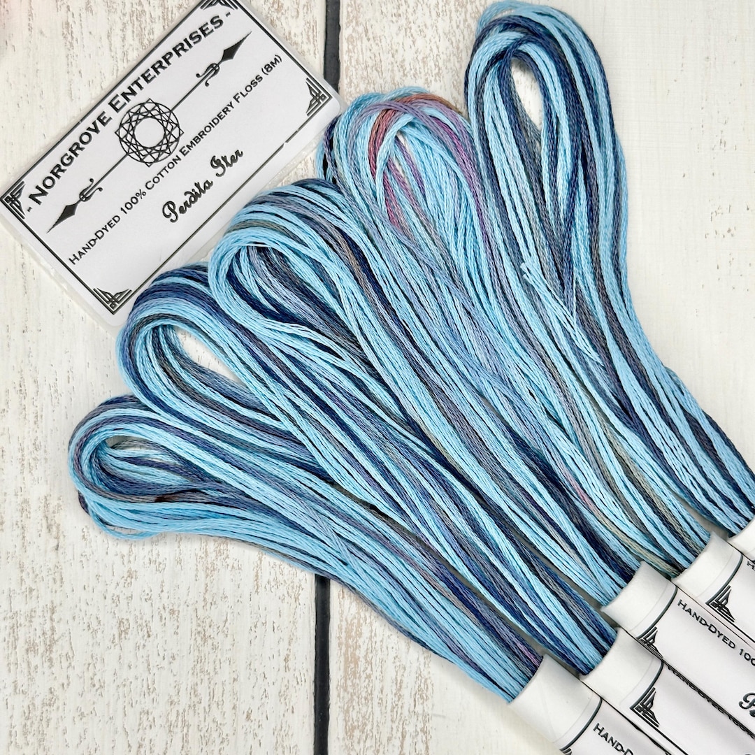 Peridita Iter Variegated Embroidery Thread Hand Dyed in Pastel Blue and ...