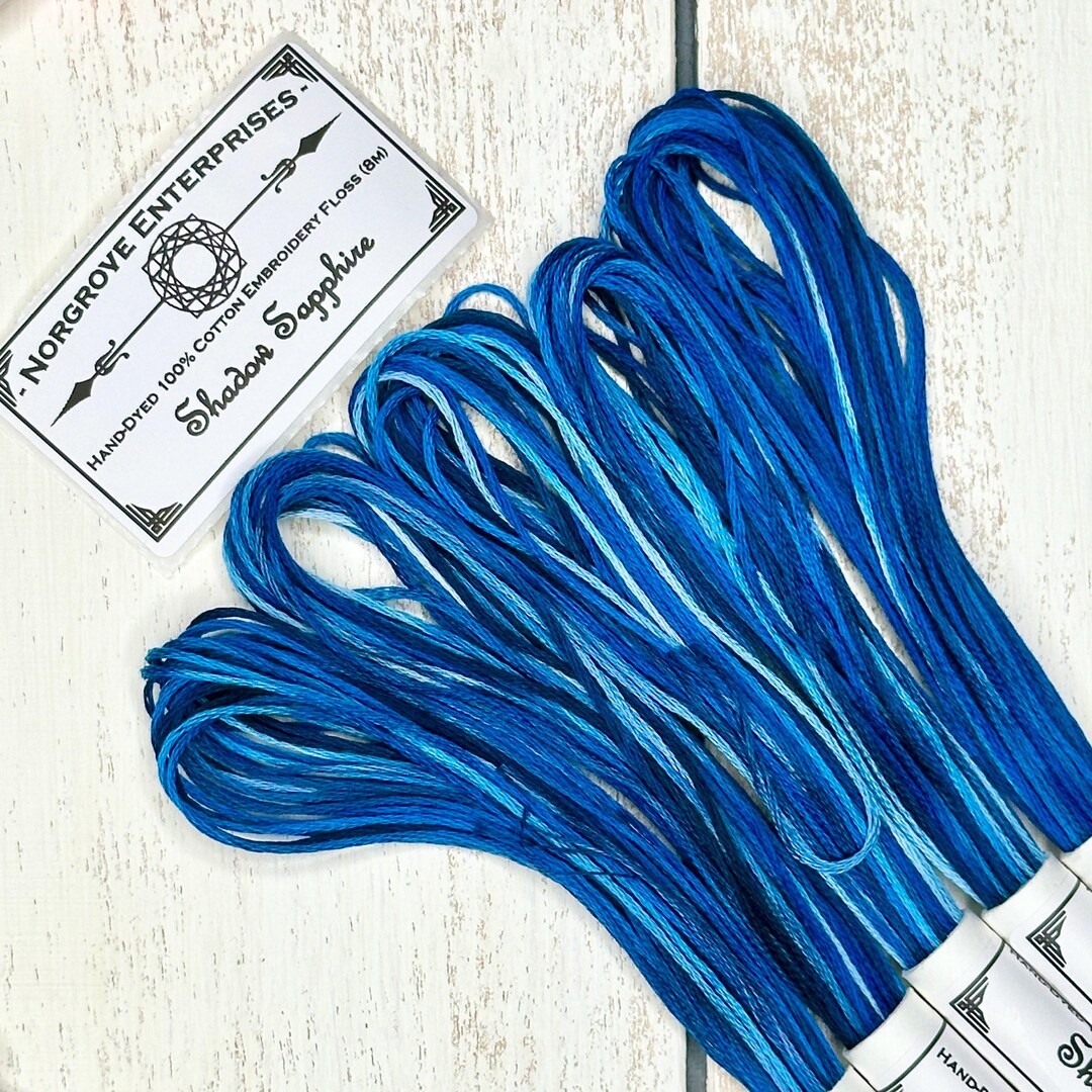 Shadow Sapphire Variegated Embroidery Floss Hand Dyed Embroidery Thread ...