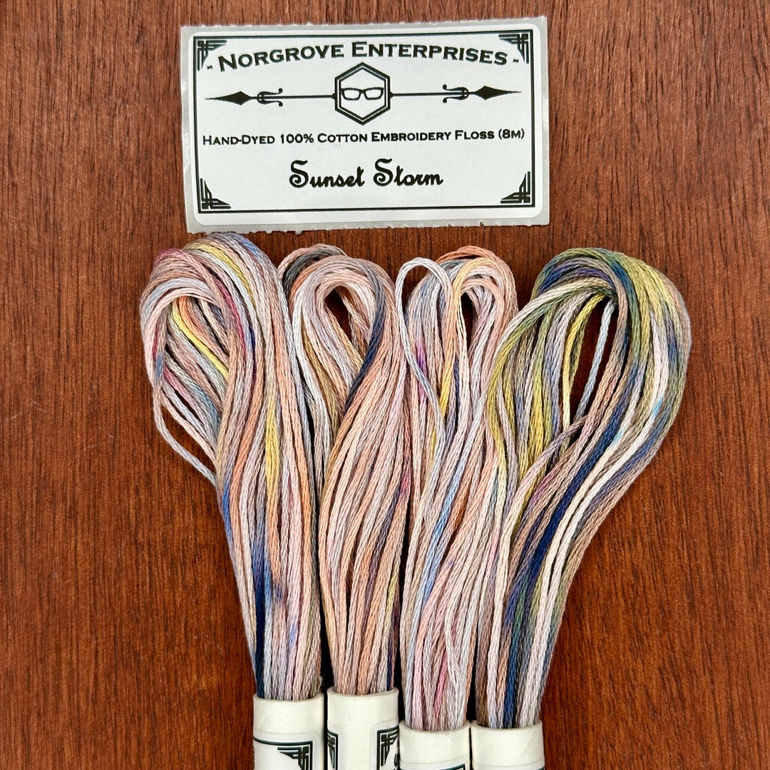 Sunset Storm Variegated Embroidery Floss Set Hand Dyed Embroidery ...