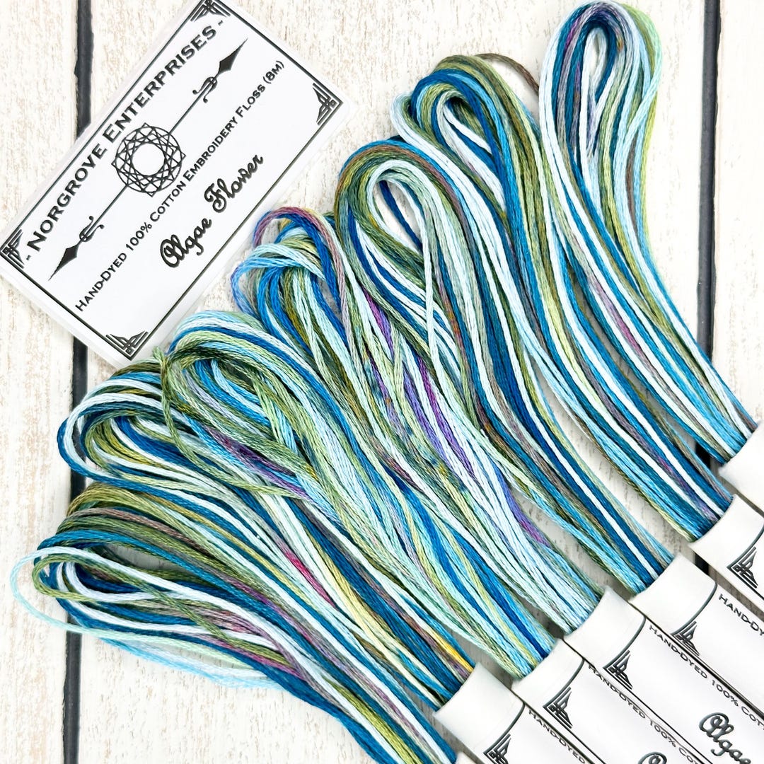 Algae Flower Variegated Embroidery Floss Set Hand Dyed Embroidery ...