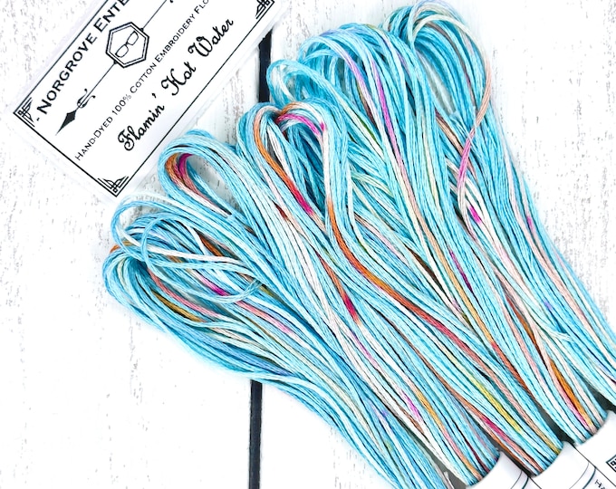 Flamin’ Hot Water Variegated Embroidery Floss — Hand Dyed Embroidery ...