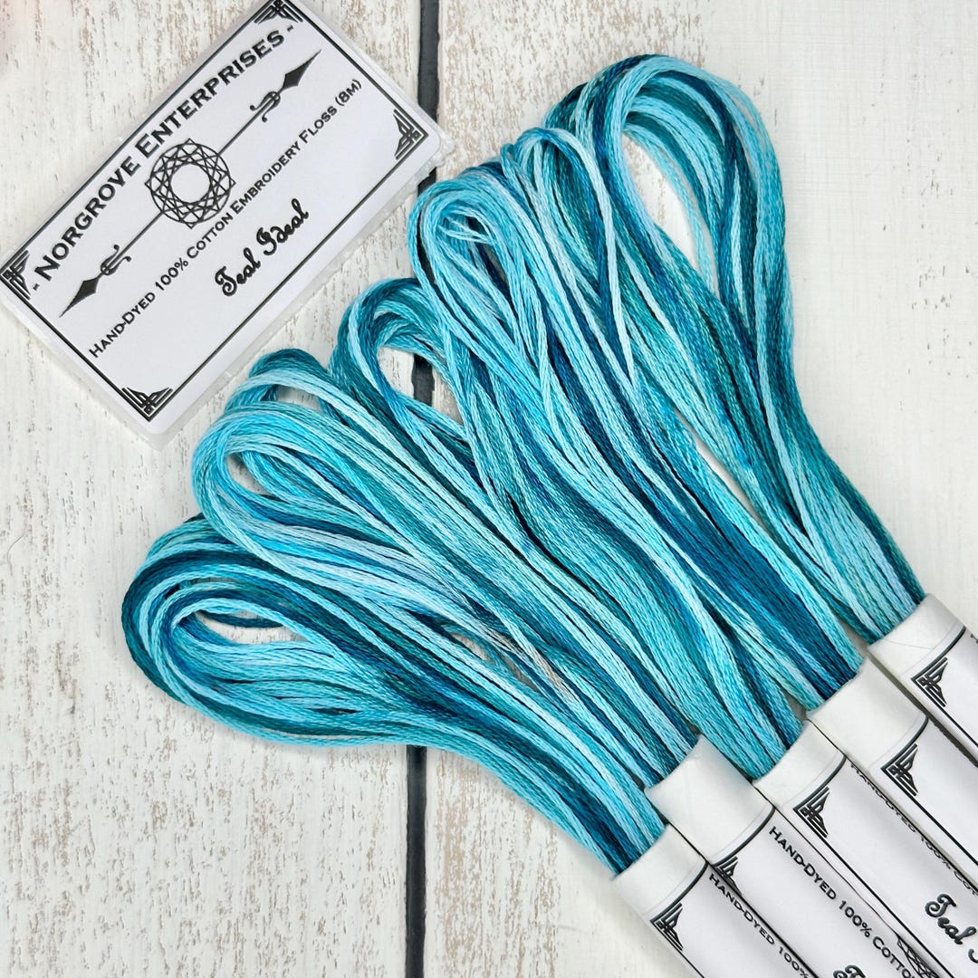 Teal Ideal Variegated Embroidery Thread Hand Dyed in Shades of Blue ...