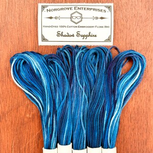 Shadow Sapphire Variegated Embroidery Floss Hand Dyed Embroidery Thread ...