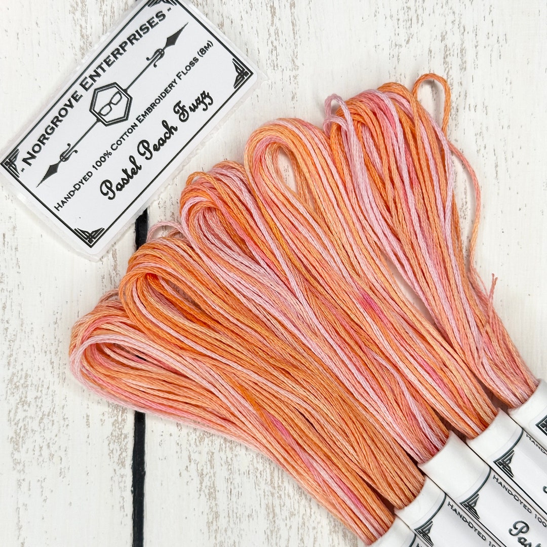 Pastel Peach Fuzz Variegated Embroidery Floss Hand Dyed Embroidery ...