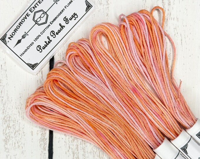 Pastel Peach Fuzz Variegated Embroidery Floss Hand Dyed Embroidery ...