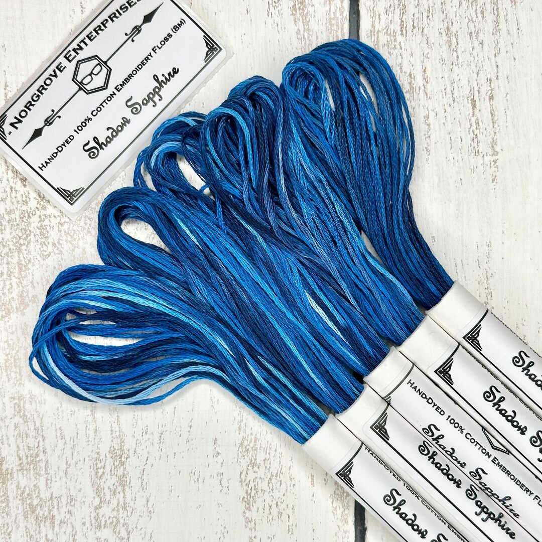 Shadow Sapphire Variegated Embroidery Floss Hand Dyed Embroidery Thread ...