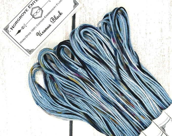 Uranus Black Variegated Embroidery Floss Hand Dyed Embroidery Thread in ...