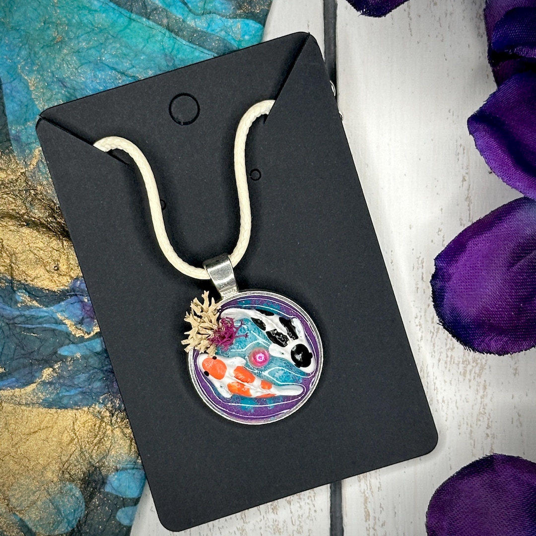 Yin Yang Koi Handcrafted Clay Moss and Resin Koi Fish Necklace - Etsy
