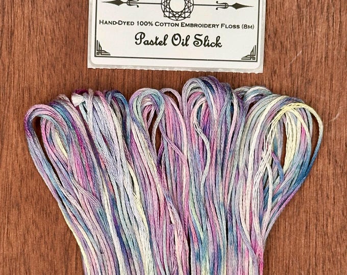 Pastel Oil Slick Variegated Embroidery Floss Hand Dyed Embroidery ...